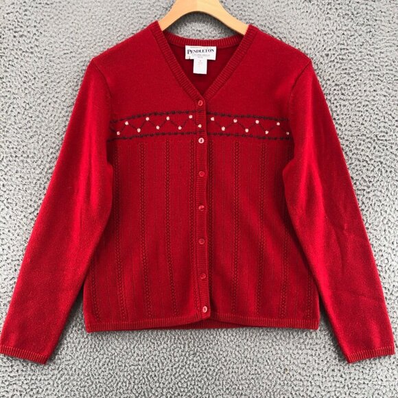 Pendleton | Sweaters | Vintage Pendleton Sweater Women Small Red Merino ...